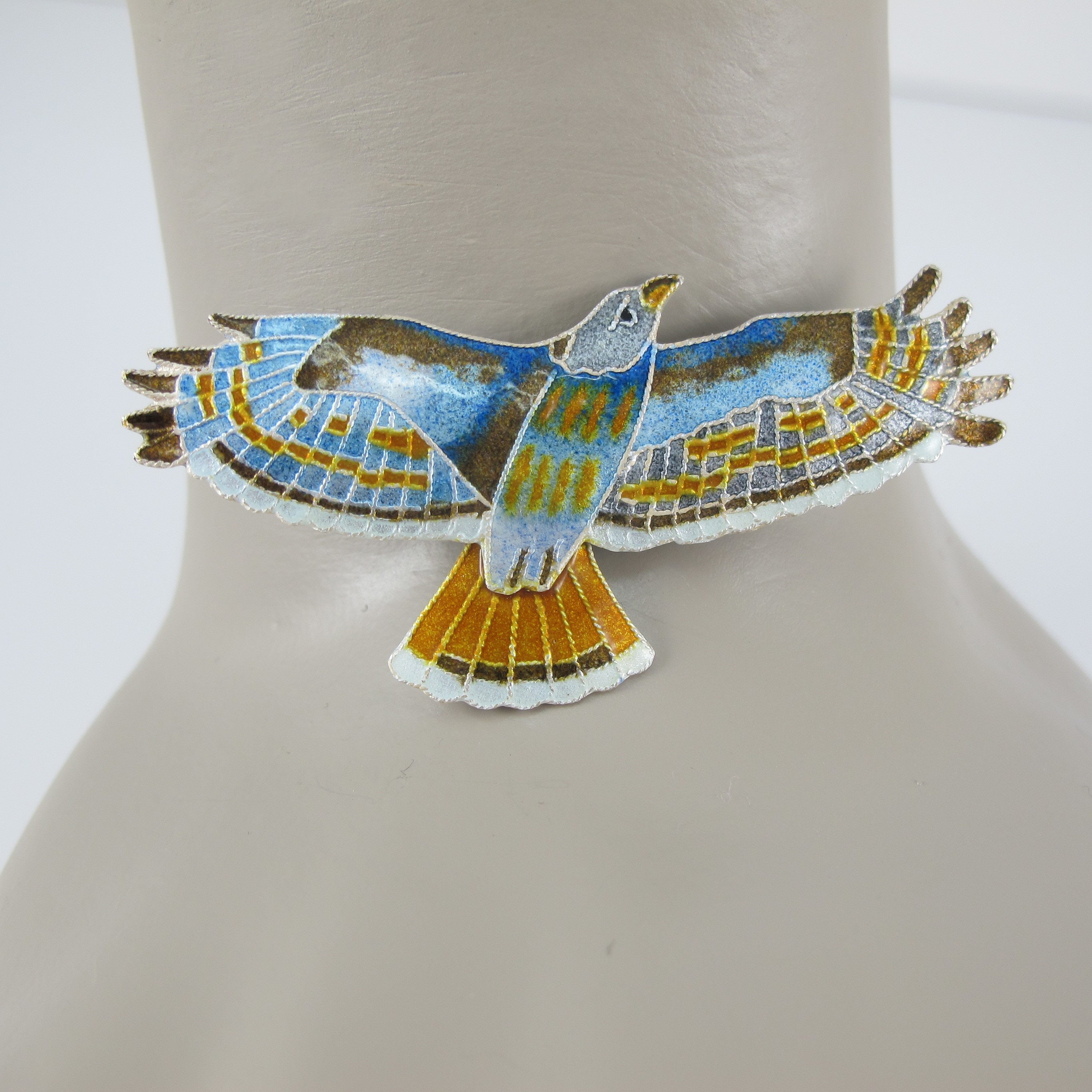 Sterling Cloisonne Red-tailed Hawk Brooch Bird of Prey Pin | Etsy