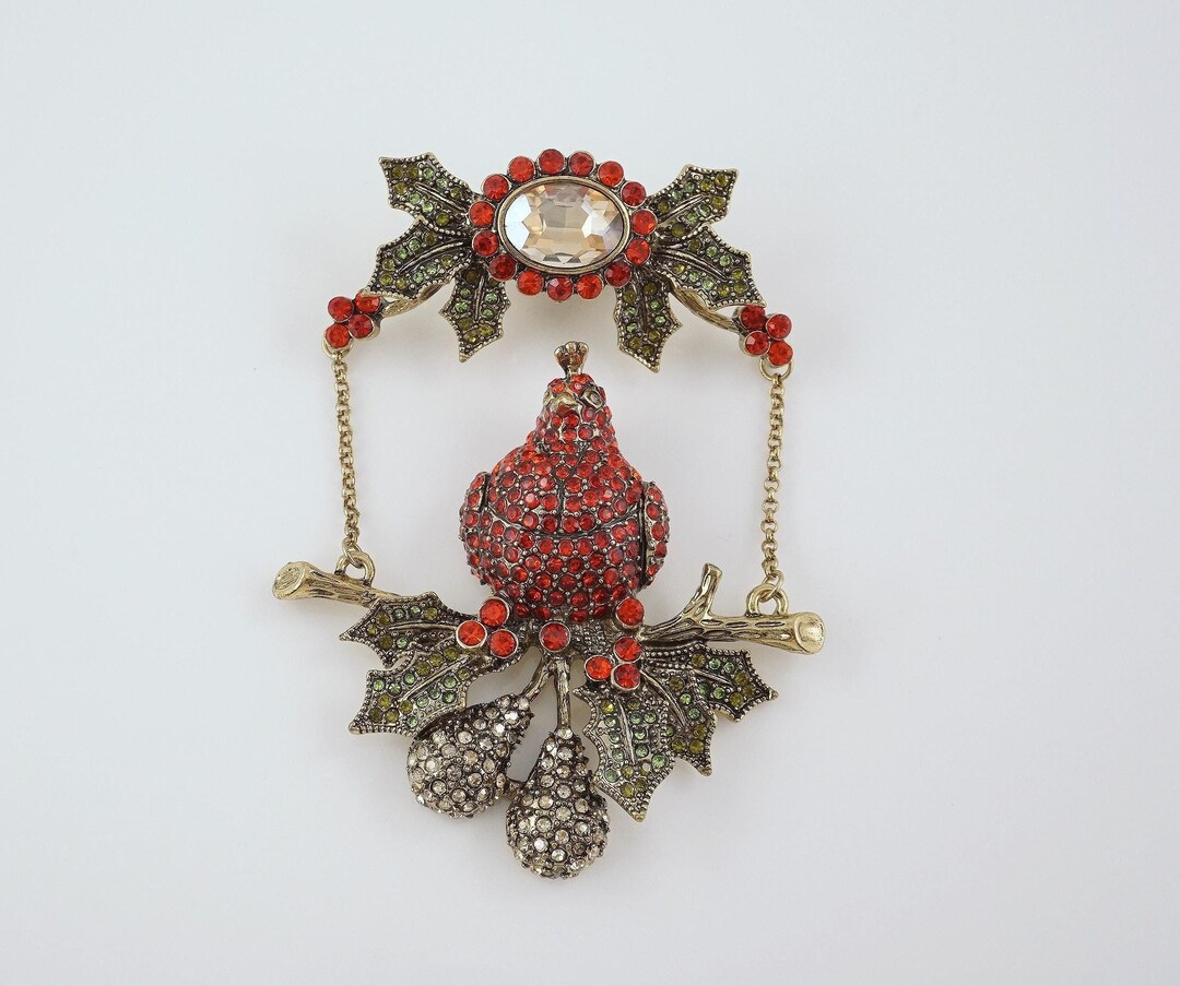 Heidi Daus Partridge in a Pear Tree Brooch, Austrian Crystals ...
