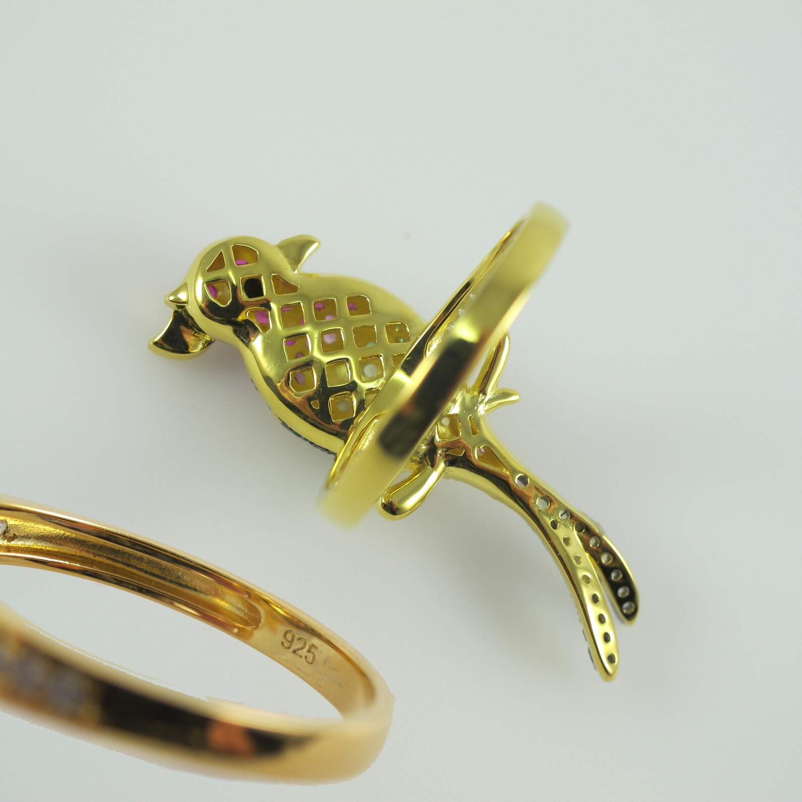 Sterling Parrot Ring With CZ Stones Cockatoo Jewelry - Etsy