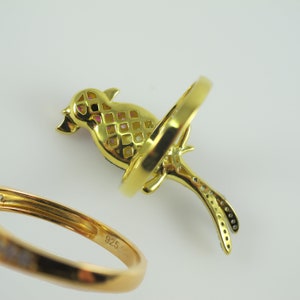 Sterling Parrot Ring With CZ Stones, Cockatoo Jewelry, Statement Ring ...