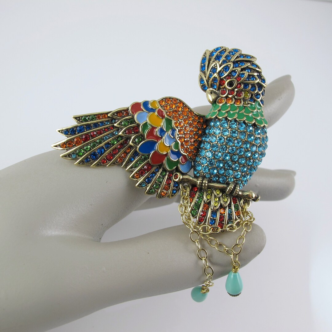 Heidi Daus Cockatoo Parrot Brooch, Bird Lover Jewelry, Designer ...