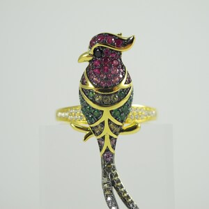 Sterling Parrot Ring With CZ Stones, Cockatoo Jewelry, Statement Ring ...