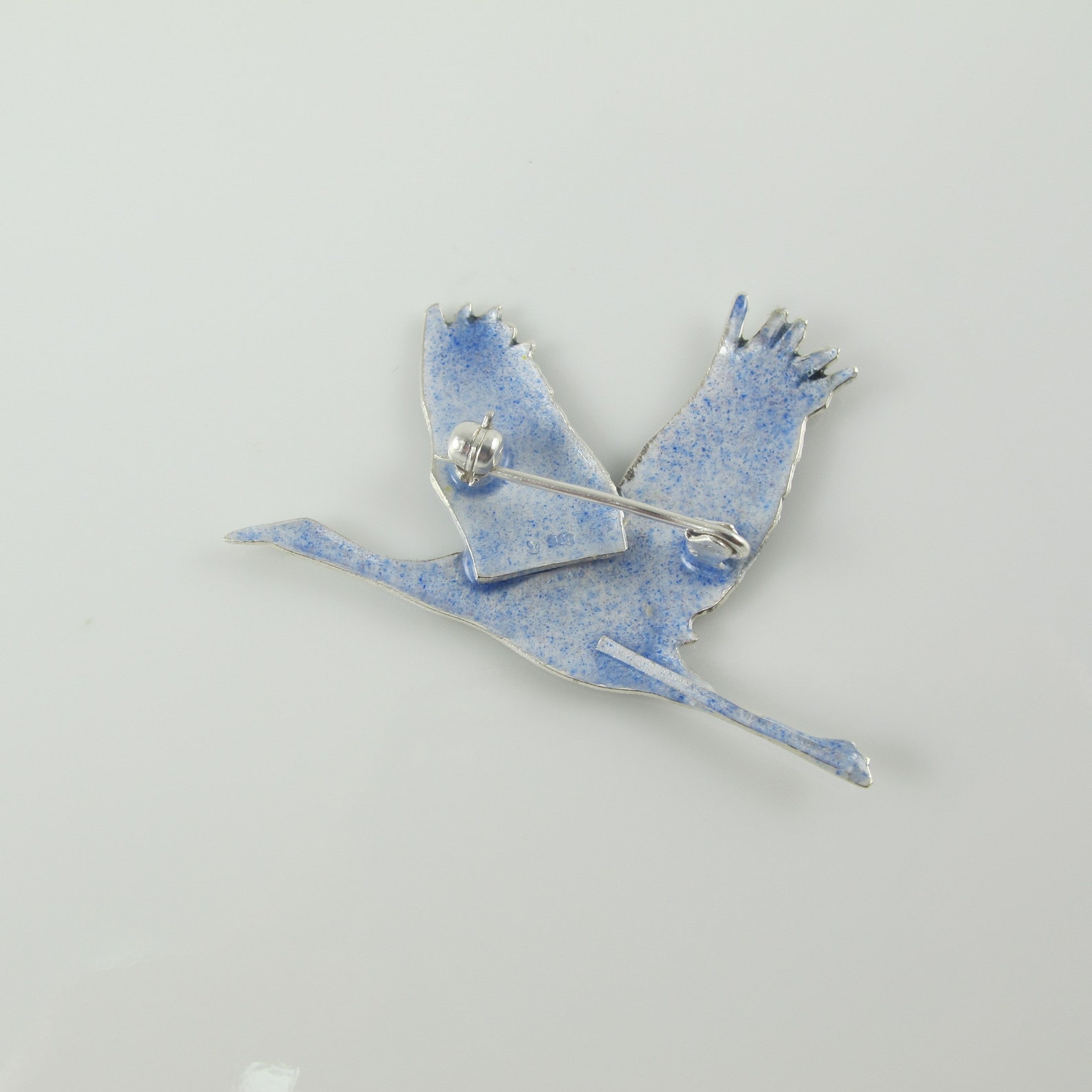 Sterling Sandhill Crane Brooch With Cloisonne Enamel, Heron Jewelry ...