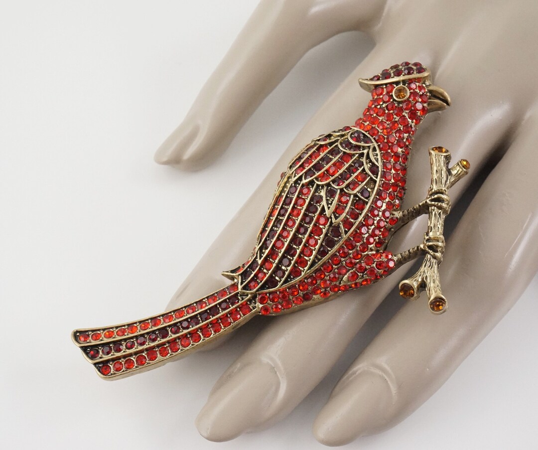 Heidi Daus Cardinal Brooch, Rhinestone Bird, Christmas Jewelry ...