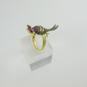 Sterling Parrot Ring With CZ Stones, Cockatoo Jewelry, Statement Ring ...