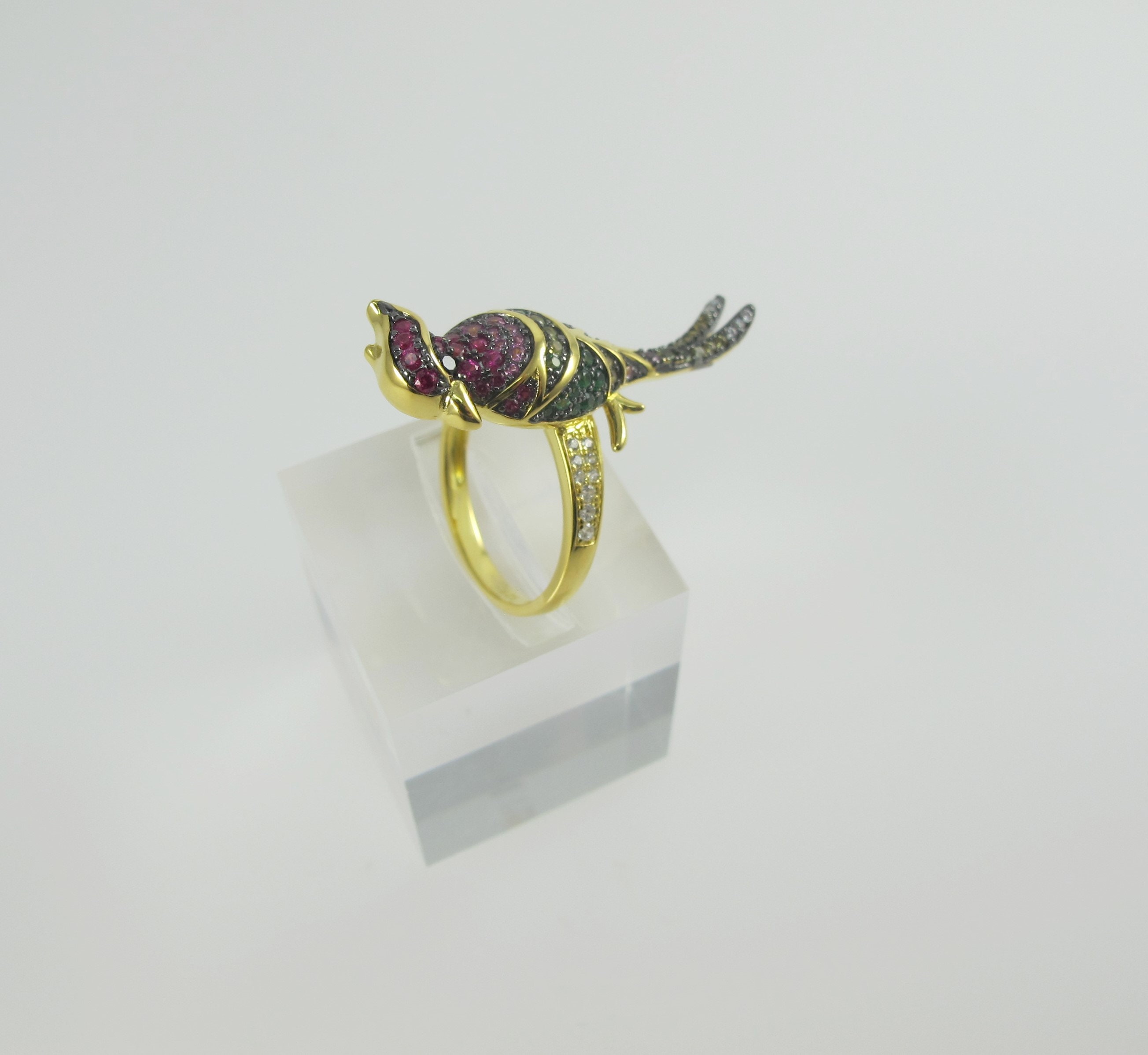 Sterling Parrot Ring with CZ Stones Cockatoo Jewelry | Etsy