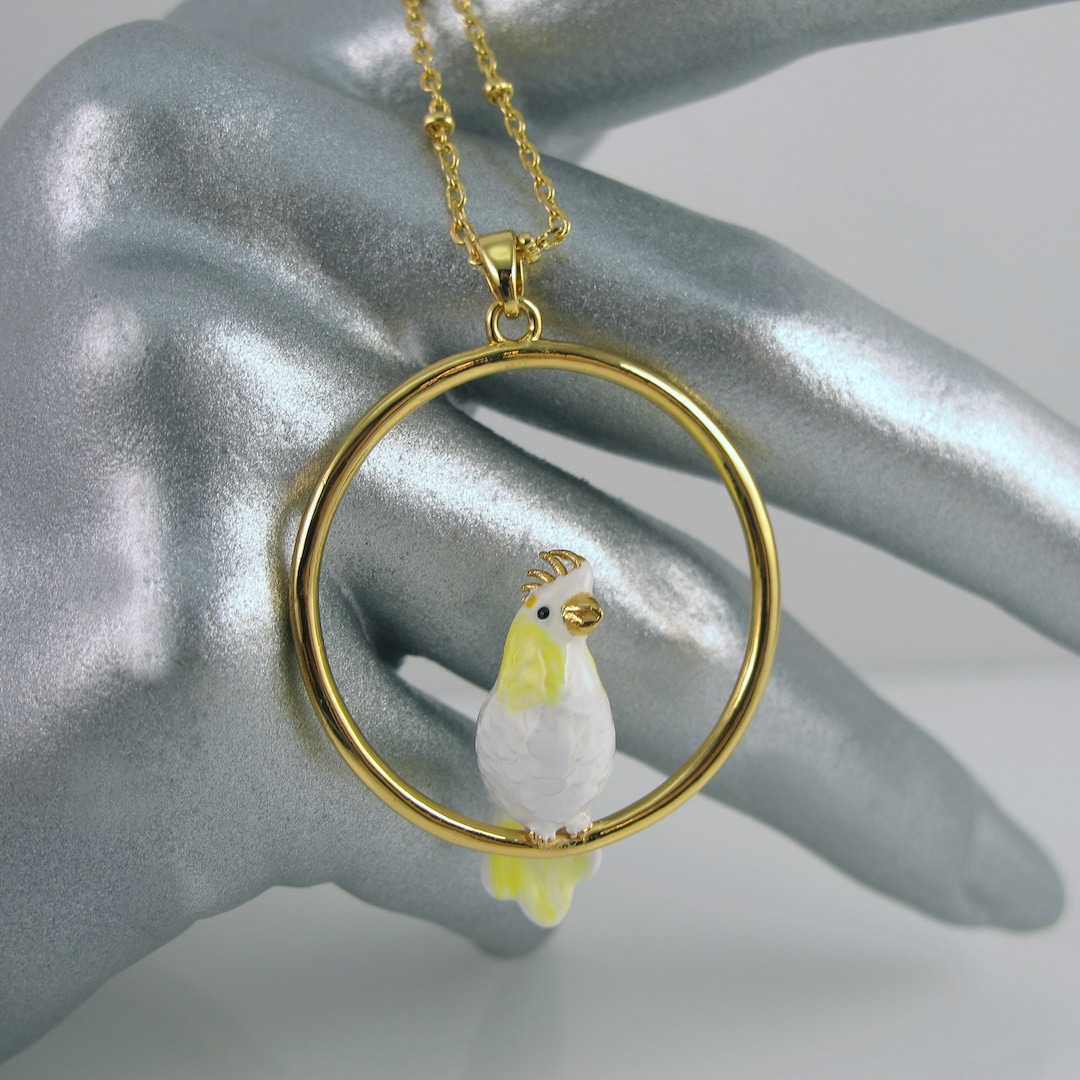Cockatoo in Ring Necklace, Cockatiel Jewelry, Parrot Lover, Bill ...
