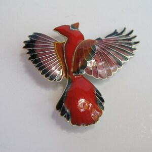 Sterling Cardinal Brooch, Red Bird Pin, Cloisonne Enamel Pin, Christmas ...