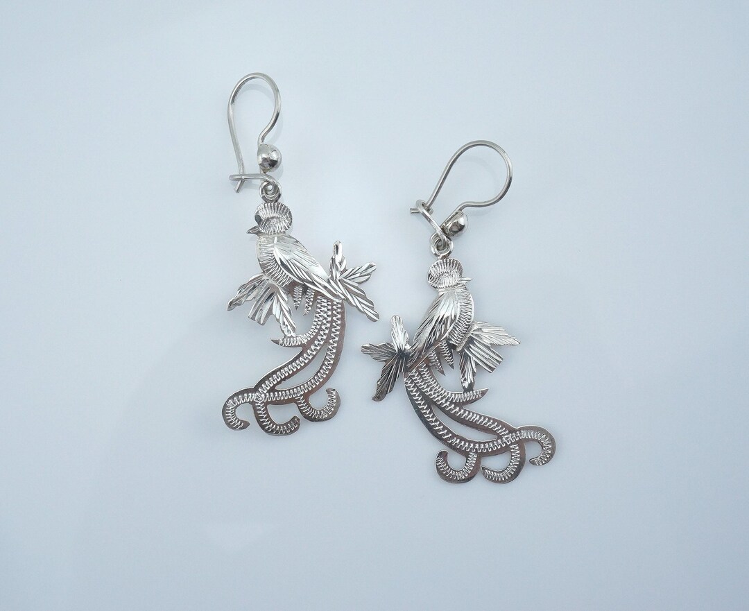 Sterling Quetzal Dangle Earrings, Figural Bird, Tropical Jewelry ...