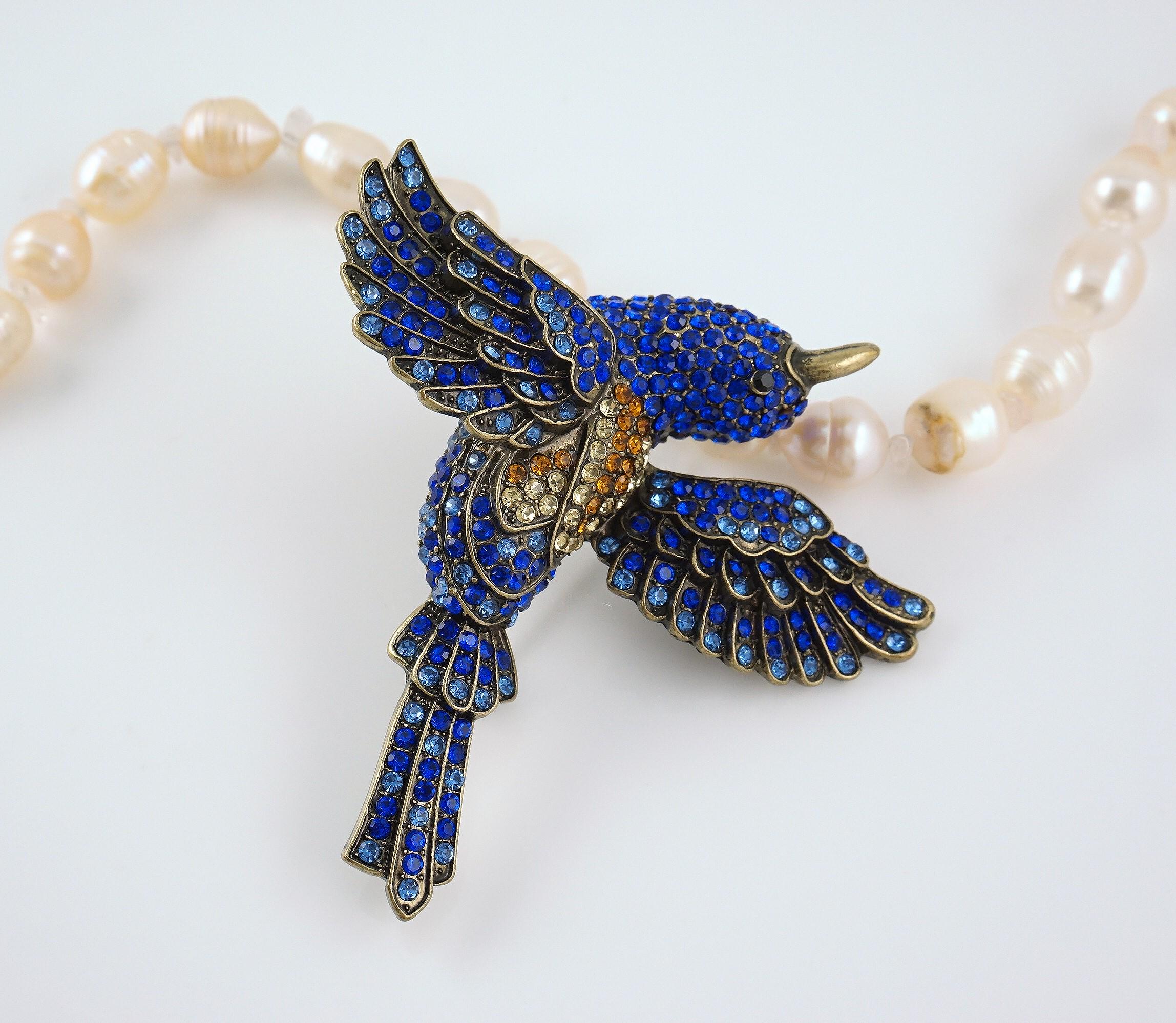 Heidi Daus Bluebird in Flight Brooch, Blue Bird Pin, Songbird Jewelry ...