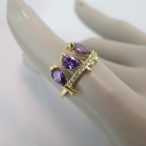 Pink Bird Ring, Bird Trio, Three Birds, Rhinestone Bird Jewelry, Bird ...