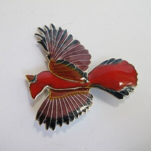 Sterling Cardinal Brooch, Red Bird Pin, Cloisonne Enamel Pin, Christmas ...