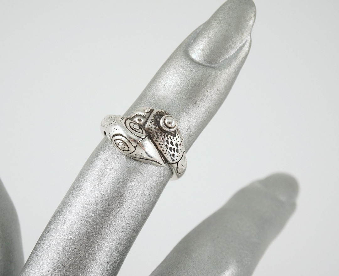 Kabana Sterling Eagle and Raven Ring, Size 6 3/4, Northwest Coast ...