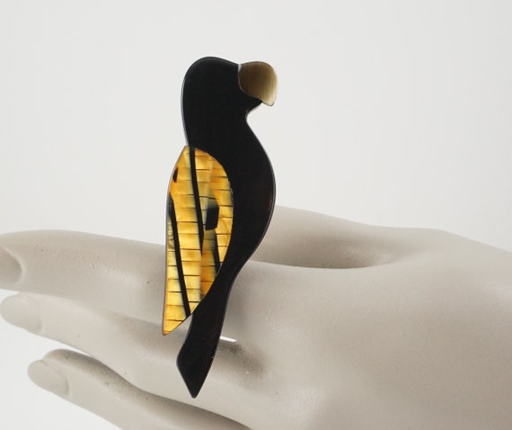 Lea Stein Parrot Brooch, Made in France, Art Deco, B… - Gem
