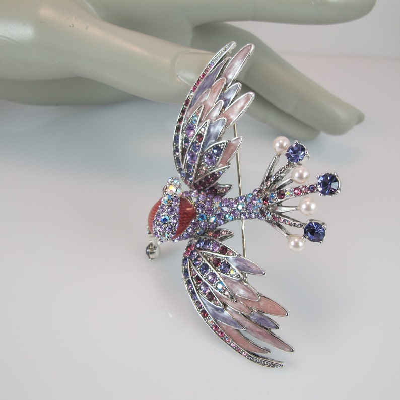 Vintage Joan Rivers Swan Brooch Firebird Bird of Paradise - Etsy