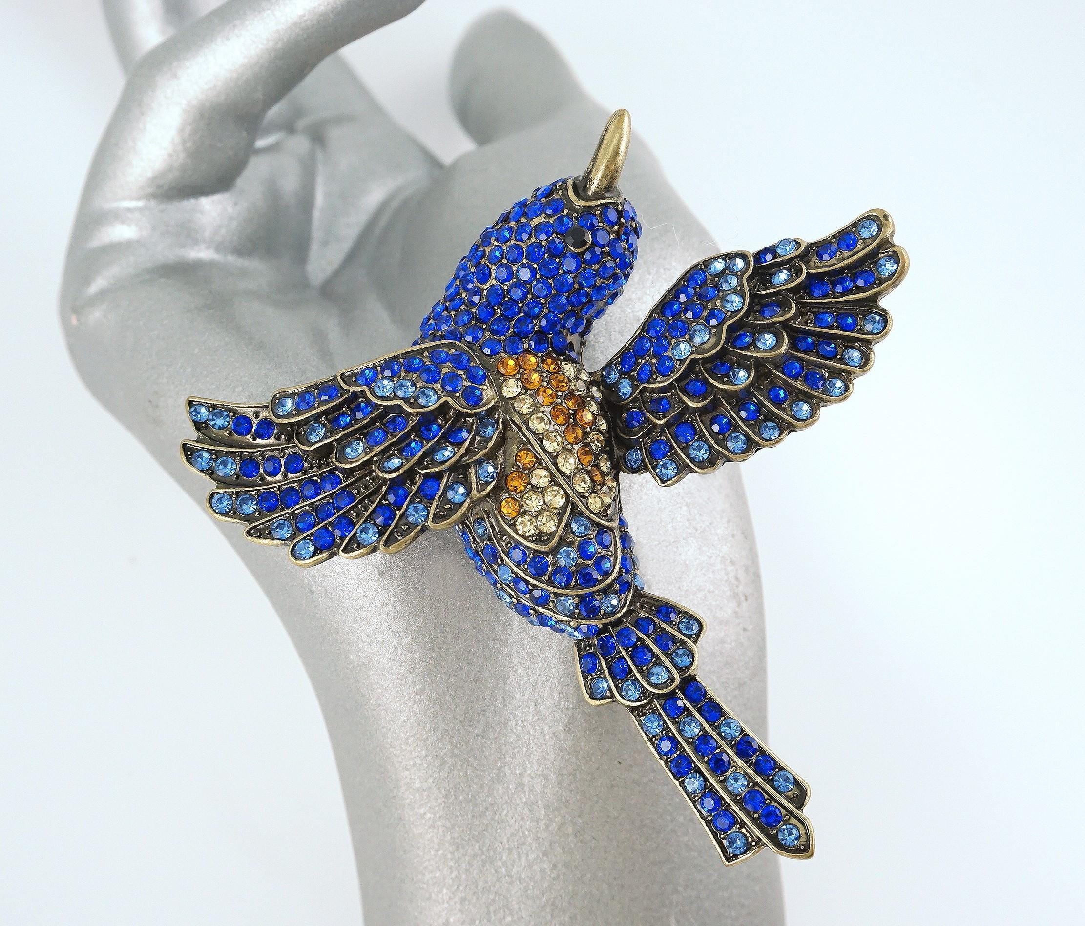 Heidi Daus Bluebird in Flight Brooch, Blue Bird Pin, Songbird Jewelry ...