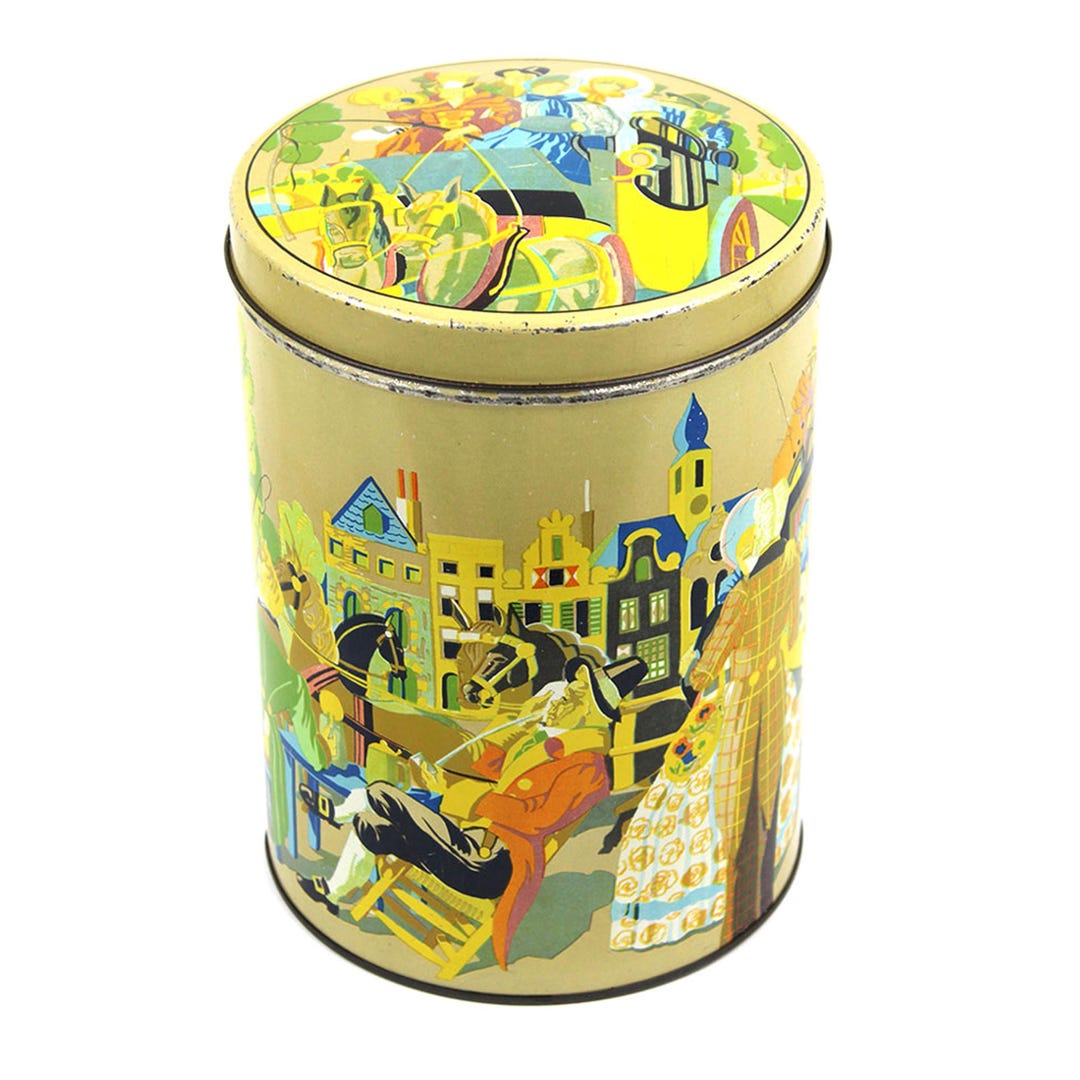 Vintage Storage Tin With Romantic Scenes - Etsy
