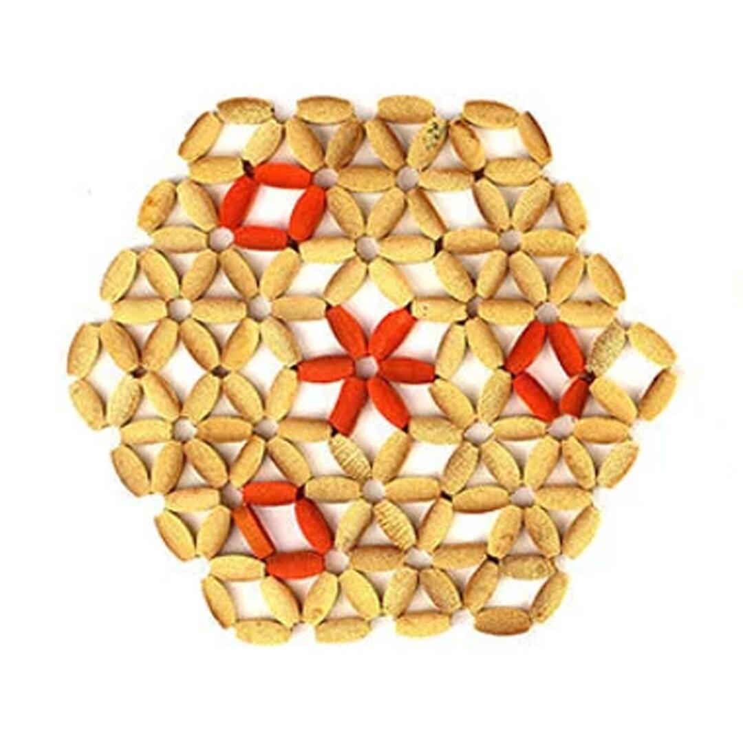 2 Coasters for Pans Made of Wooden Beads Hexagon Red Trivet Pot Stand ...