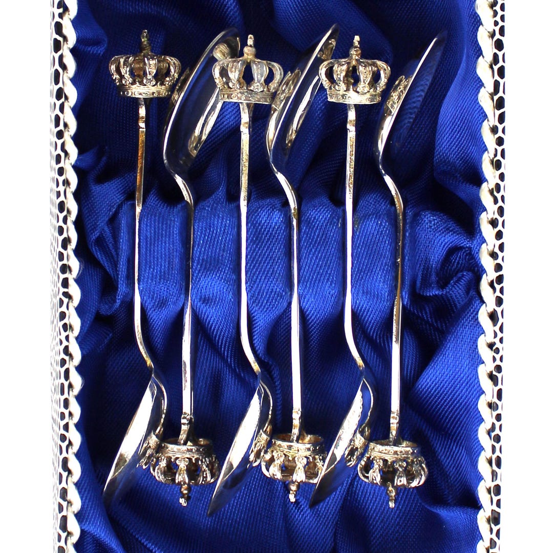 6 Silver-plated Crown Spoons, Vintage Spoons With Crown in Box - Etsy