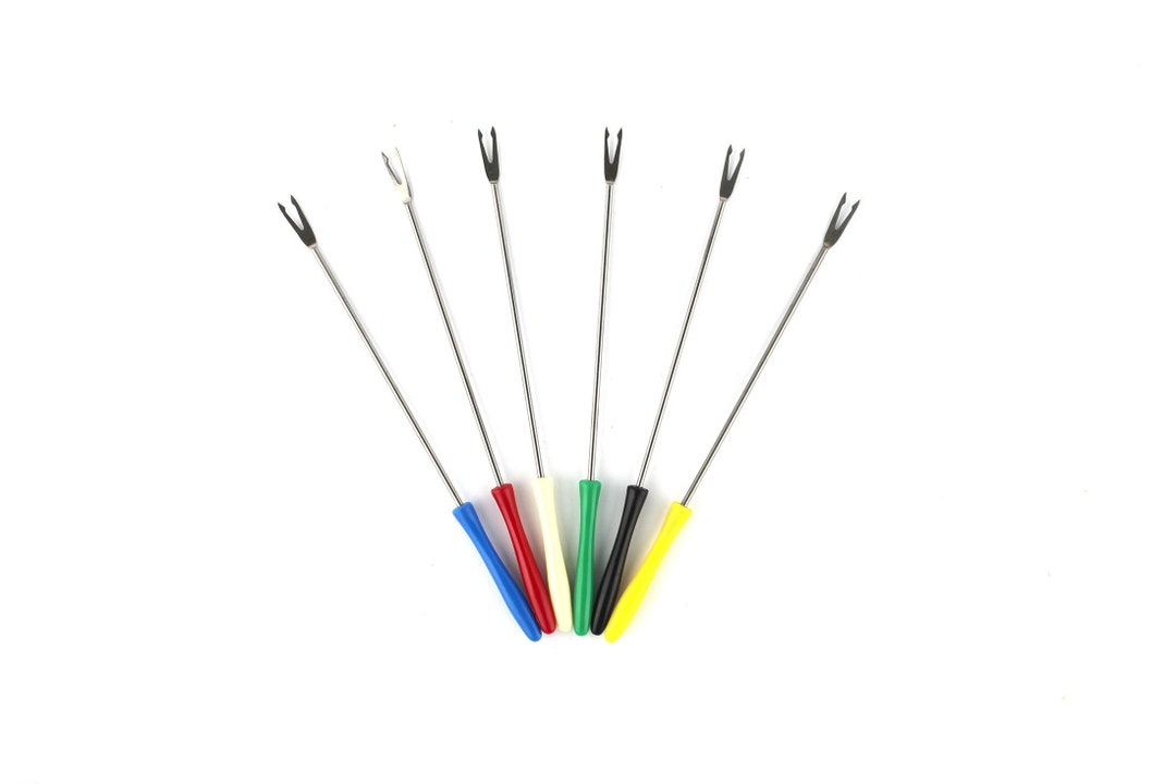 6 Fondue Forks Colored Lift 70's - Etsy