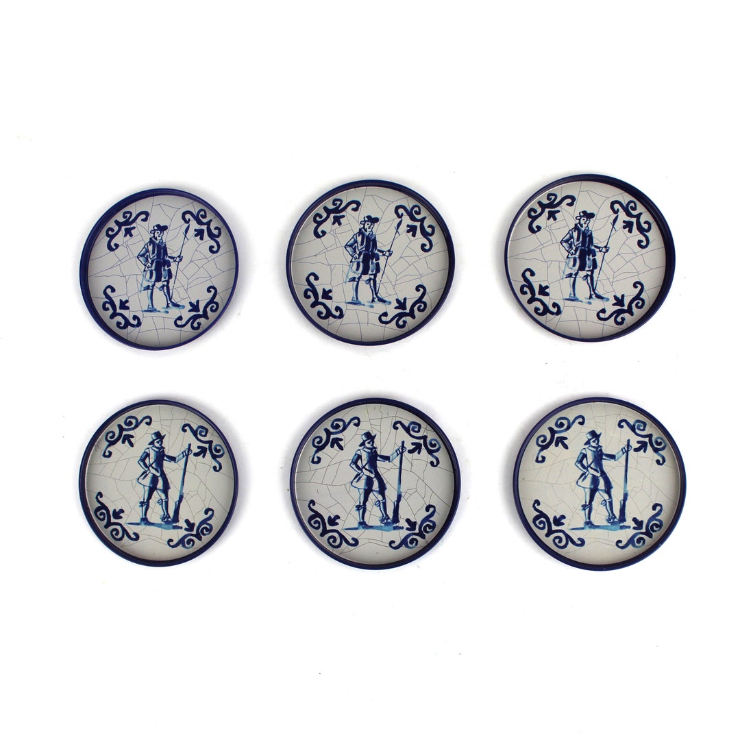 6 Coasters Delft Blue Tile Decor 70's - Etsy