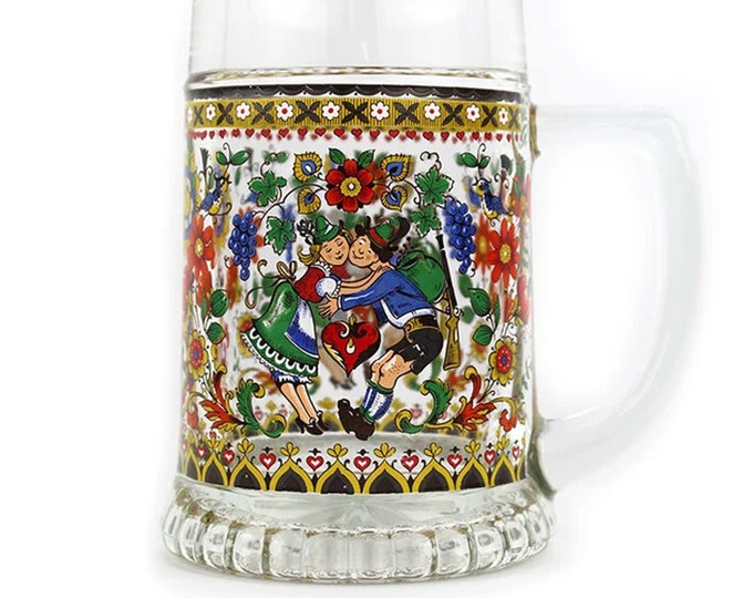 Glas voor bier pul folklore man en vrouw - Etsy Nederland