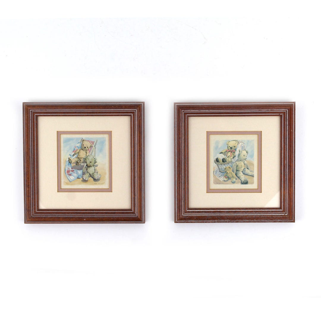 Teddy Bear Paintings by Greta Hansen Framed With a Passe-partout - Etsy