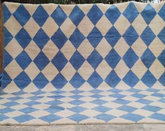 Light Blue Checkered Rug - Etsy