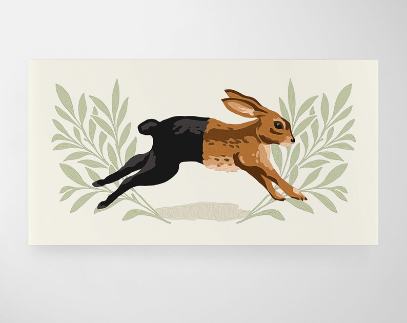 Running Hare Modern Paint by Numbers Kit | Etsy