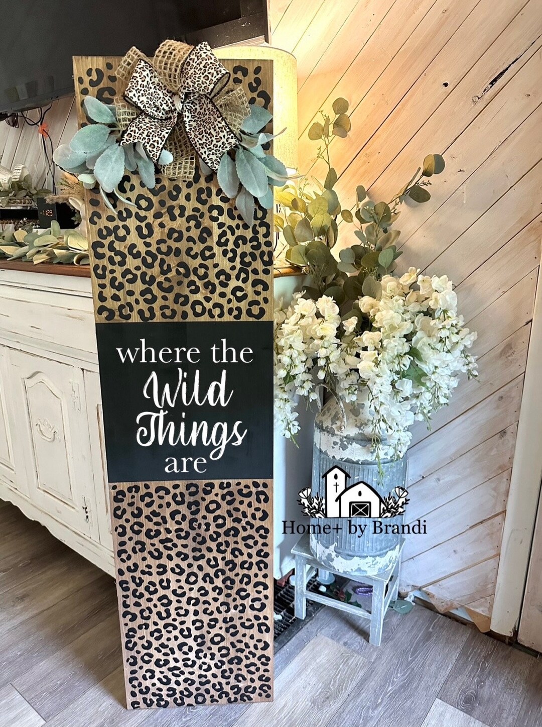 Leopard Print Door Leaner Home of the Wild Things Custom Porch Decor ...