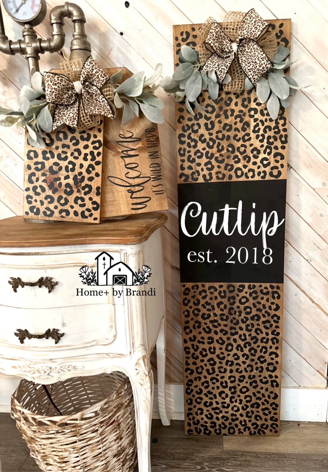 Leopard Print Door Hanger & Leaner Its Wild in Here Custom Porch Decor ...