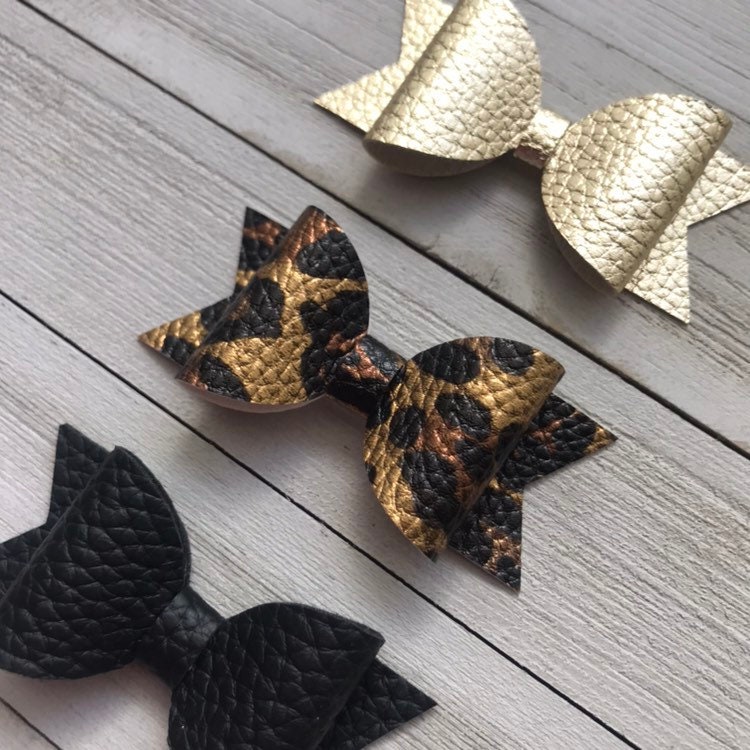 Leather Bows Leather Hair Bows Toddler Hair Bows Toddler | Etsy