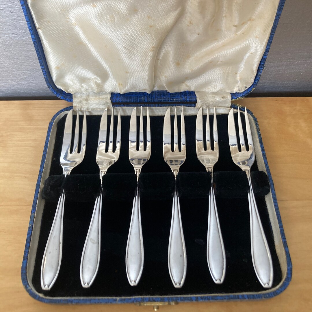 Vintage Pastry Forks, Cased 1930's Silver Plated Pastry Forks - Etsy UK