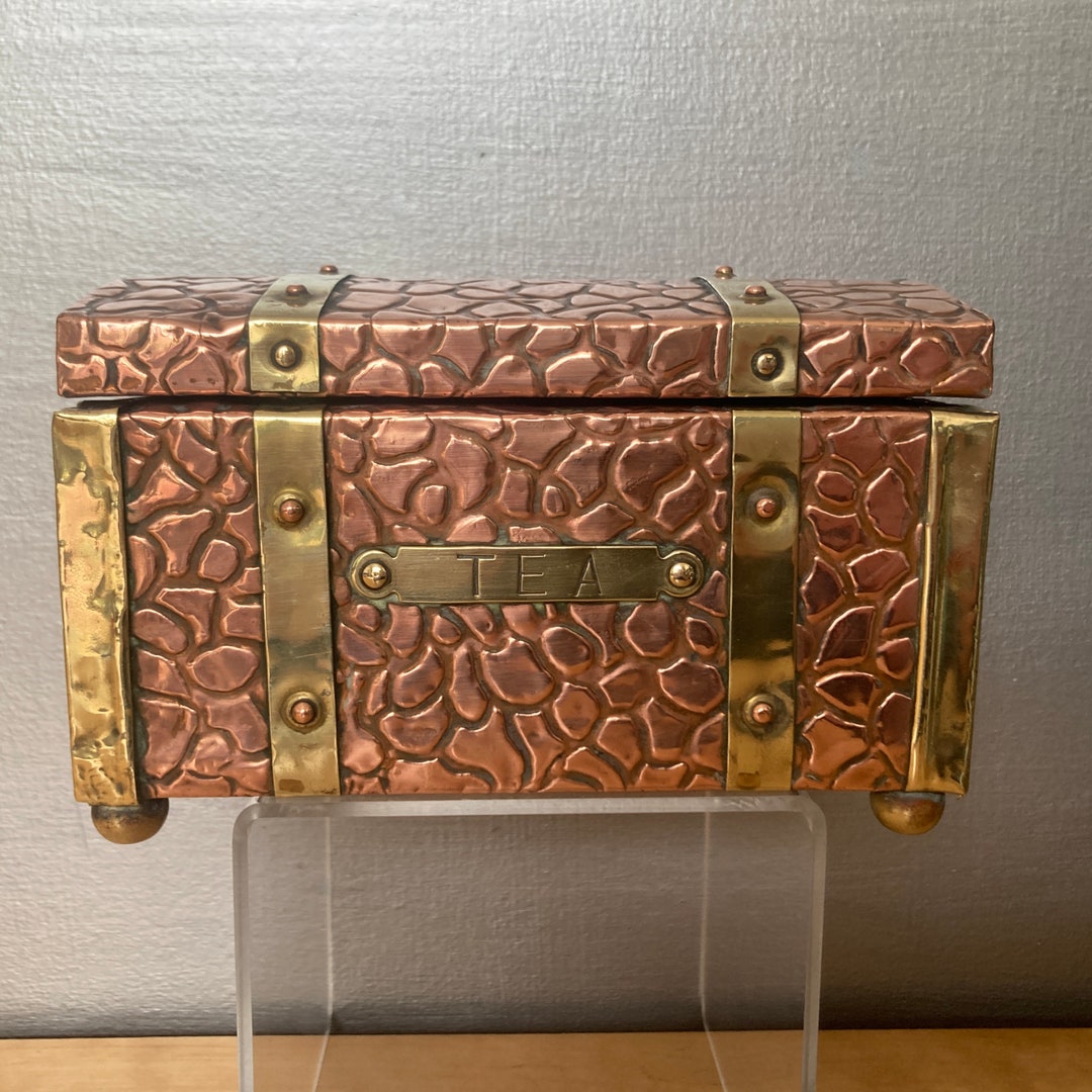Vintage Copper Tea Caddy in Form of a Travel Chest - Etsy