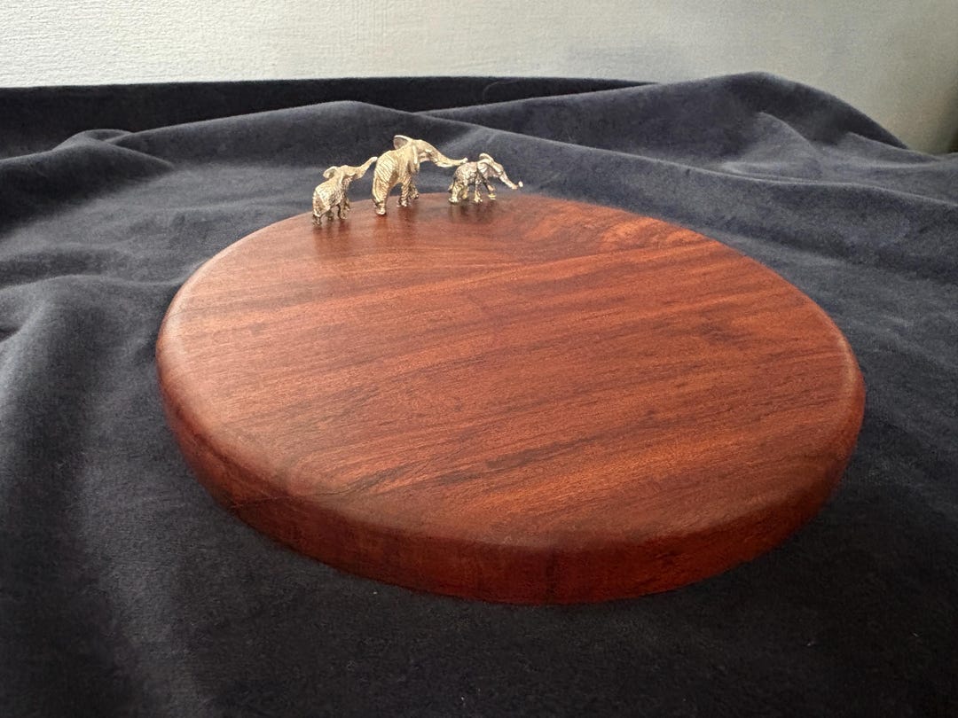 Teak Serving Board With Silver Elephant Decoration - Zimbabwean Zambesi ...