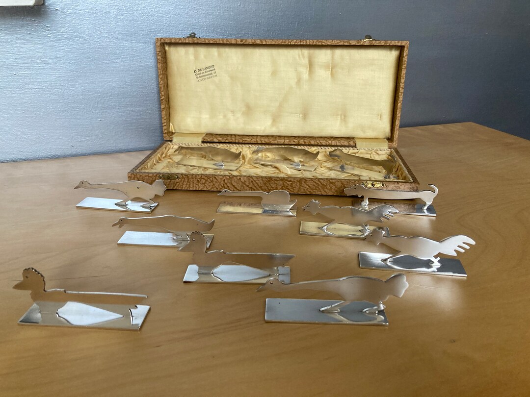 French Art Deco Knife Rests, Boxed Knife Rest Set, Vintage French Knife ...