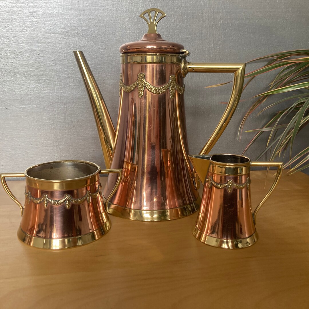 Antique Jugendstil Copper Coffee Pot Set by JP Kayser & Son - Etsy