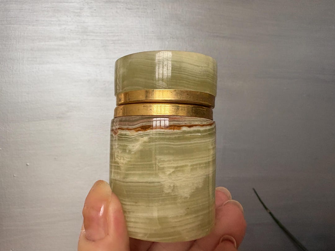 Vintage Onyx Pot With Hinged Lid - Etsy