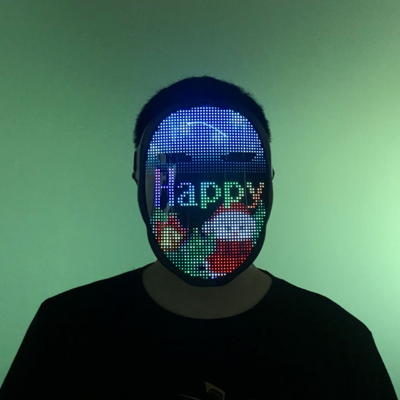 LED Mask Cyberpunk Animated LED mask Neon led mask | Etsy