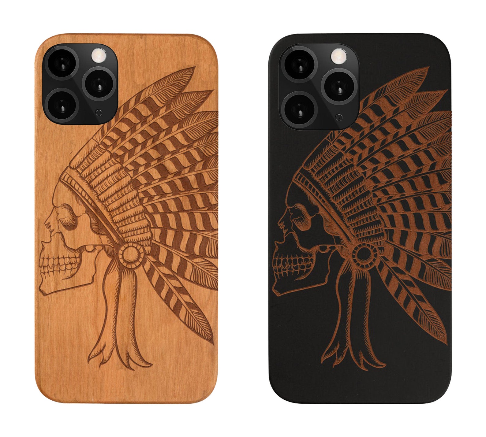 Indian Skull Iphone Wood Case Samsung Iphone 5 6 7 8 Plus X XR | Etsy