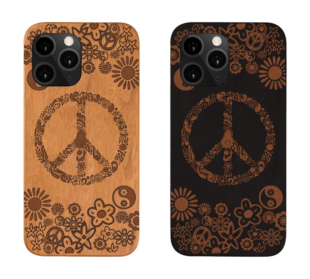 IPhone 14 Case, Hippie Peace Sign Wood Phone Case for iPhone 14 Pro Max ...