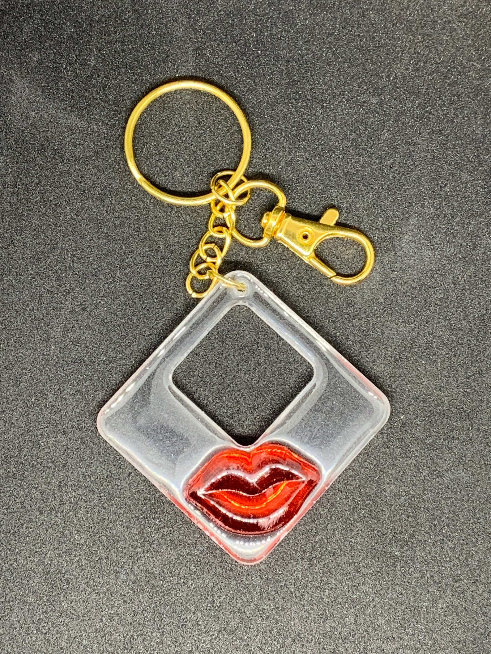 Big Lips Square Clear Resin Keychain Big Love Funky Fun - Etsy