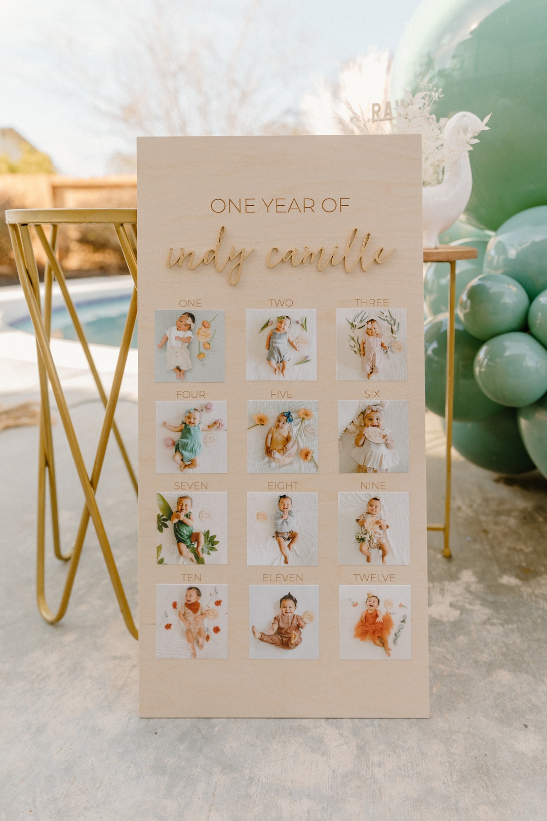 One Year of Baby | First Birthday | Milestones Sign | Monthly Photos ...