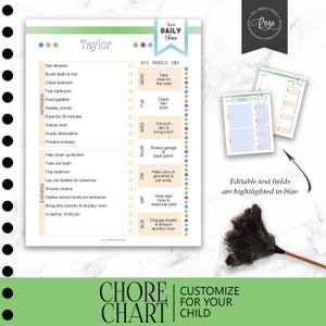 Editable Chore Chart, Printable to Do List Template for Older Kids ...