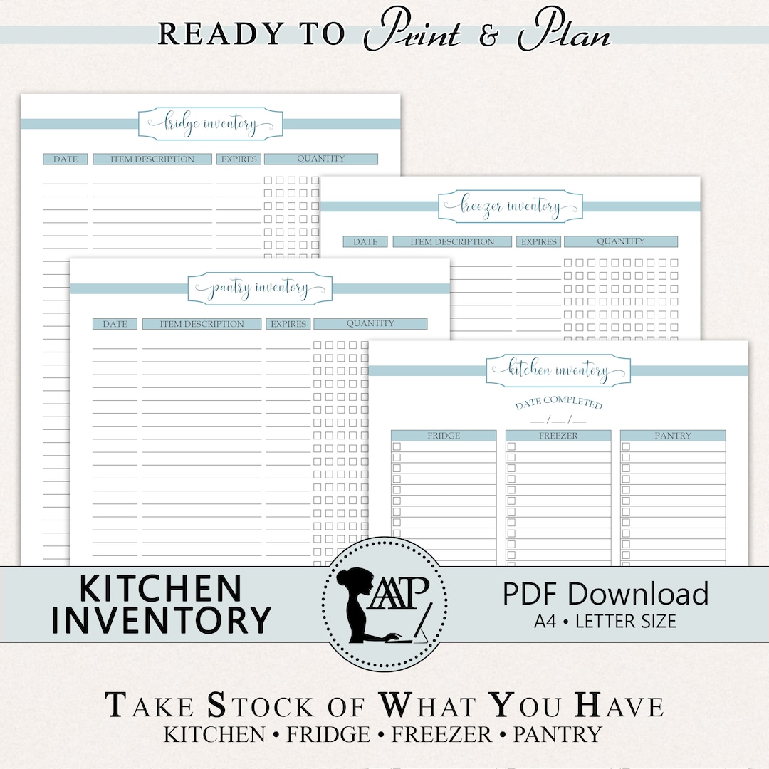 Kitchen Inventory Printable, Fridge, Freezer and Pantry Inventory ...