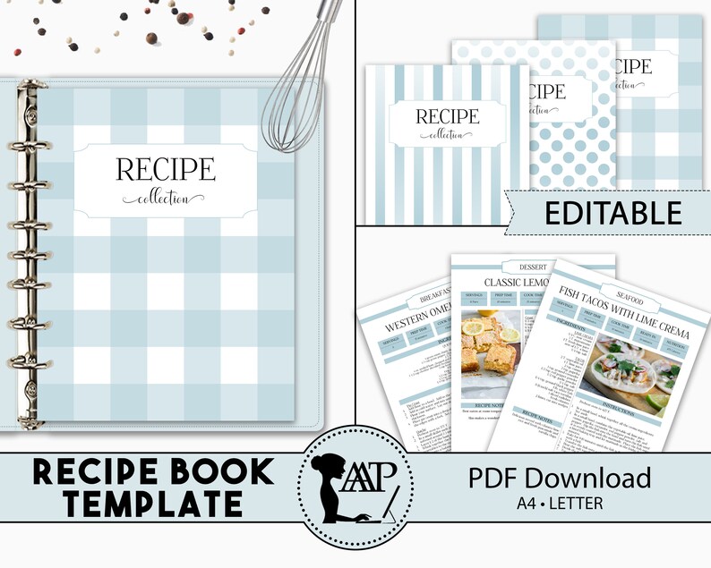 EDITABLE Recipe Book Template Personalized Cookbook - Etsy