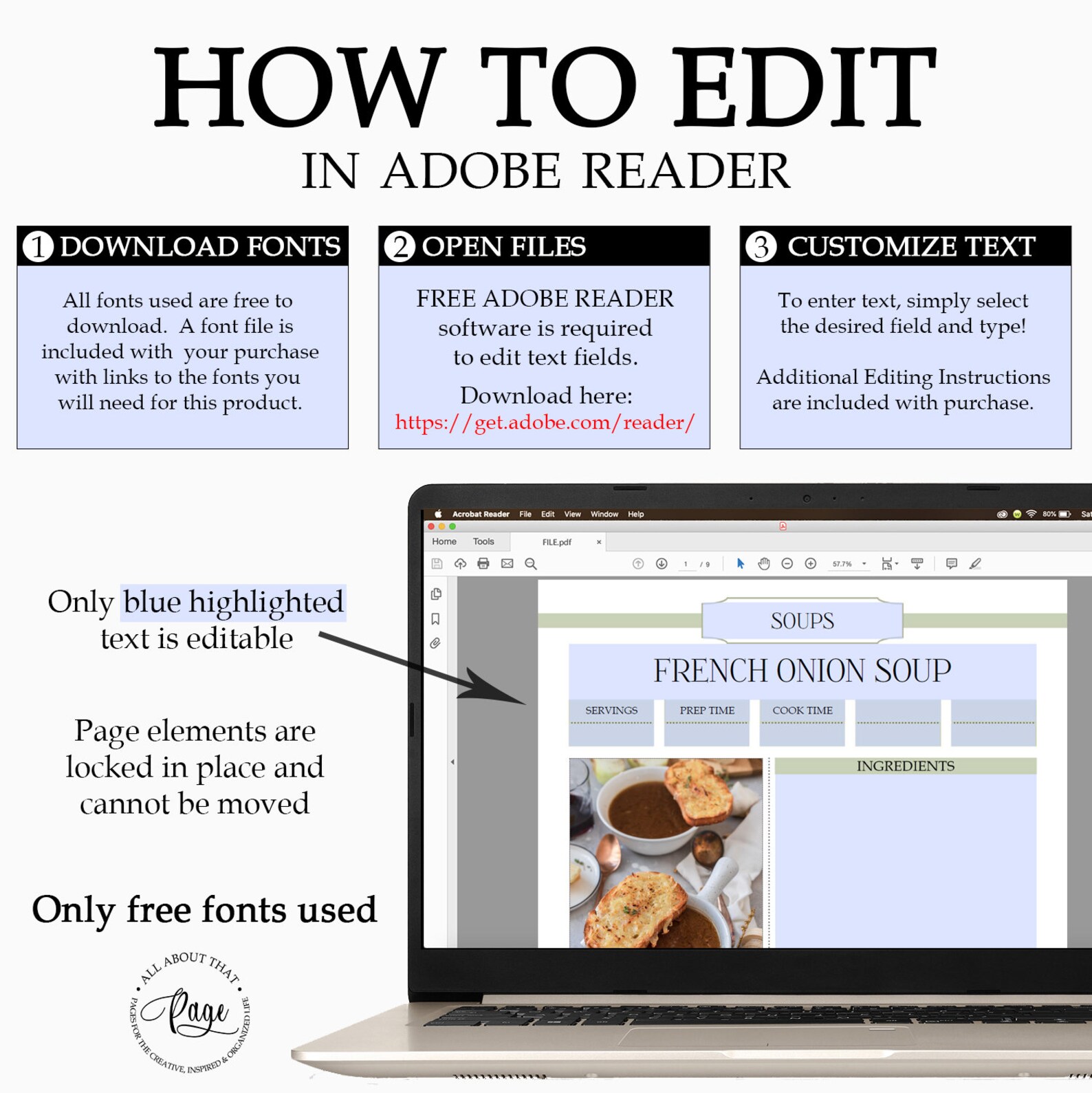 EDITABLE Recipe Book Template Personalized Cookbook - Etsy