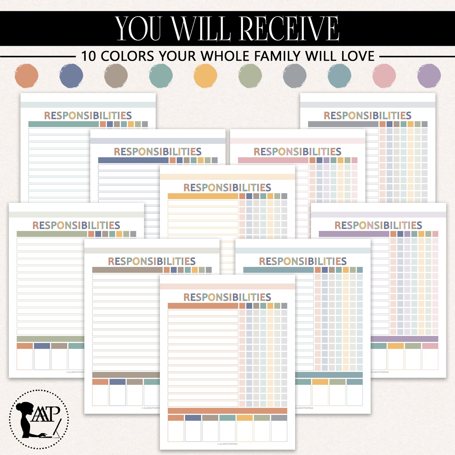 Editable Chore Chart for Kids Printable Bundle Responsibility Checklist ...