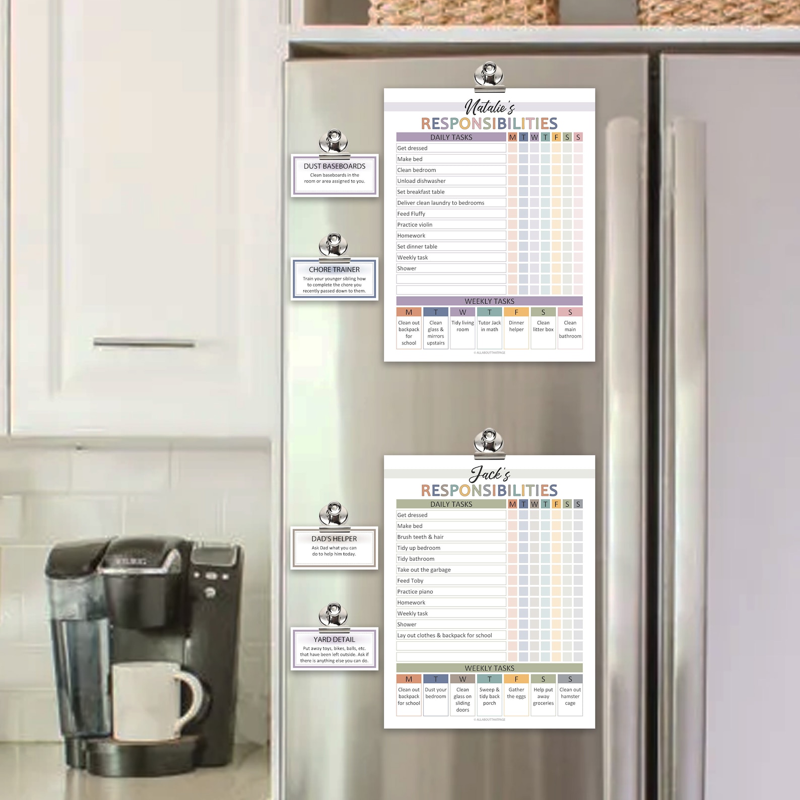 Editable Chore Chart for Kids Printable Bundle Responsibility Checklist ...