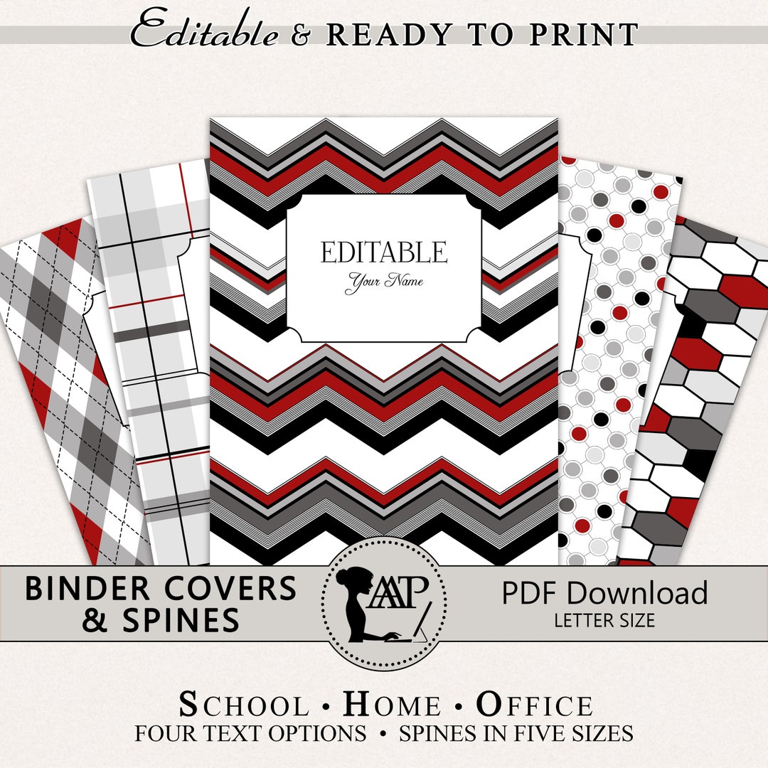 Editable Binder Covers and Spines, 3 Ring Notebook Cover, Editable ...